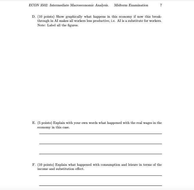 Solved B. (10 points) Show graphically what happens in this | Chegg.com