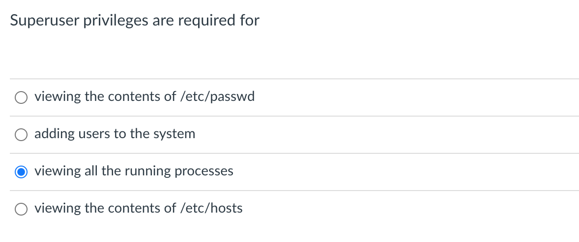 Solved Superuser privileges are required for viewing the | Chegg.com