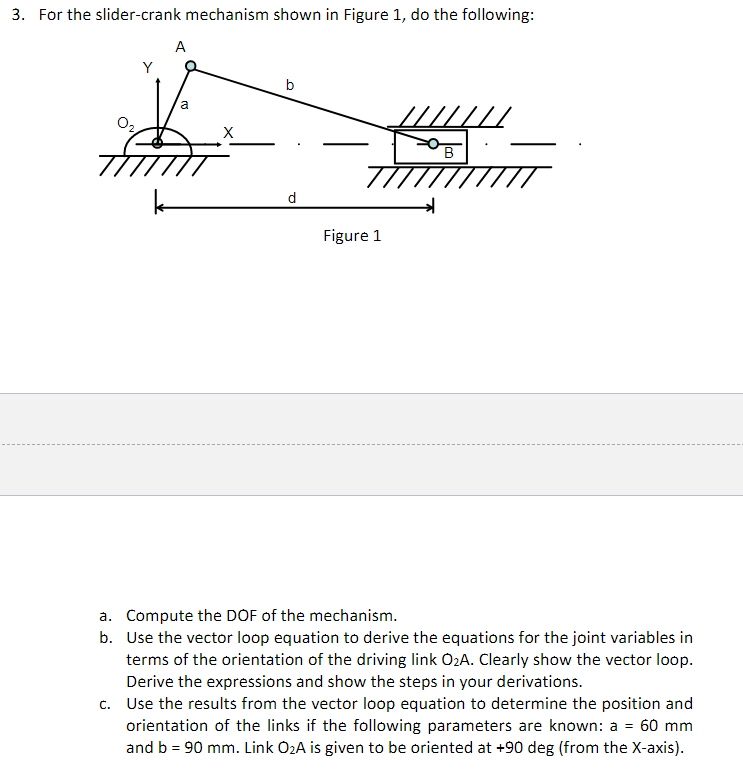 Solved 3. For the slider-crank mechanism shown in Figure 1, | Chegg.com
