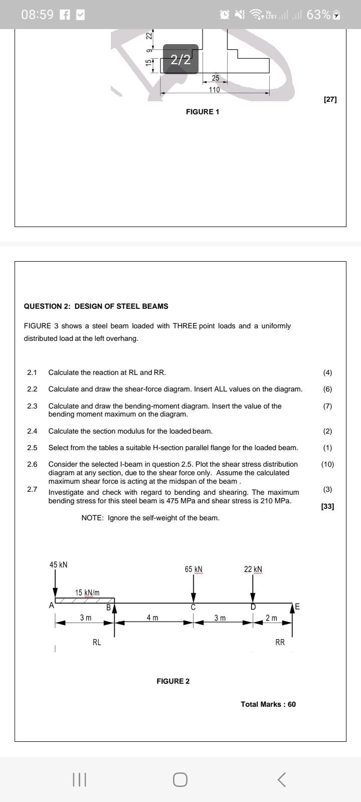 QUESTION 2: DESIGN OF STEEL BEAMS FIGURE 3 shows a | Chegg.com