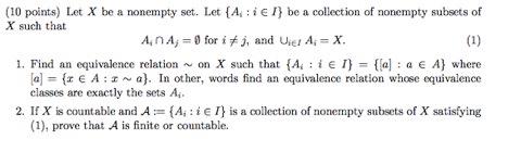 Solved (10 points) Let X be a nonempty set. Let {A:i € I} be | Chegg.com