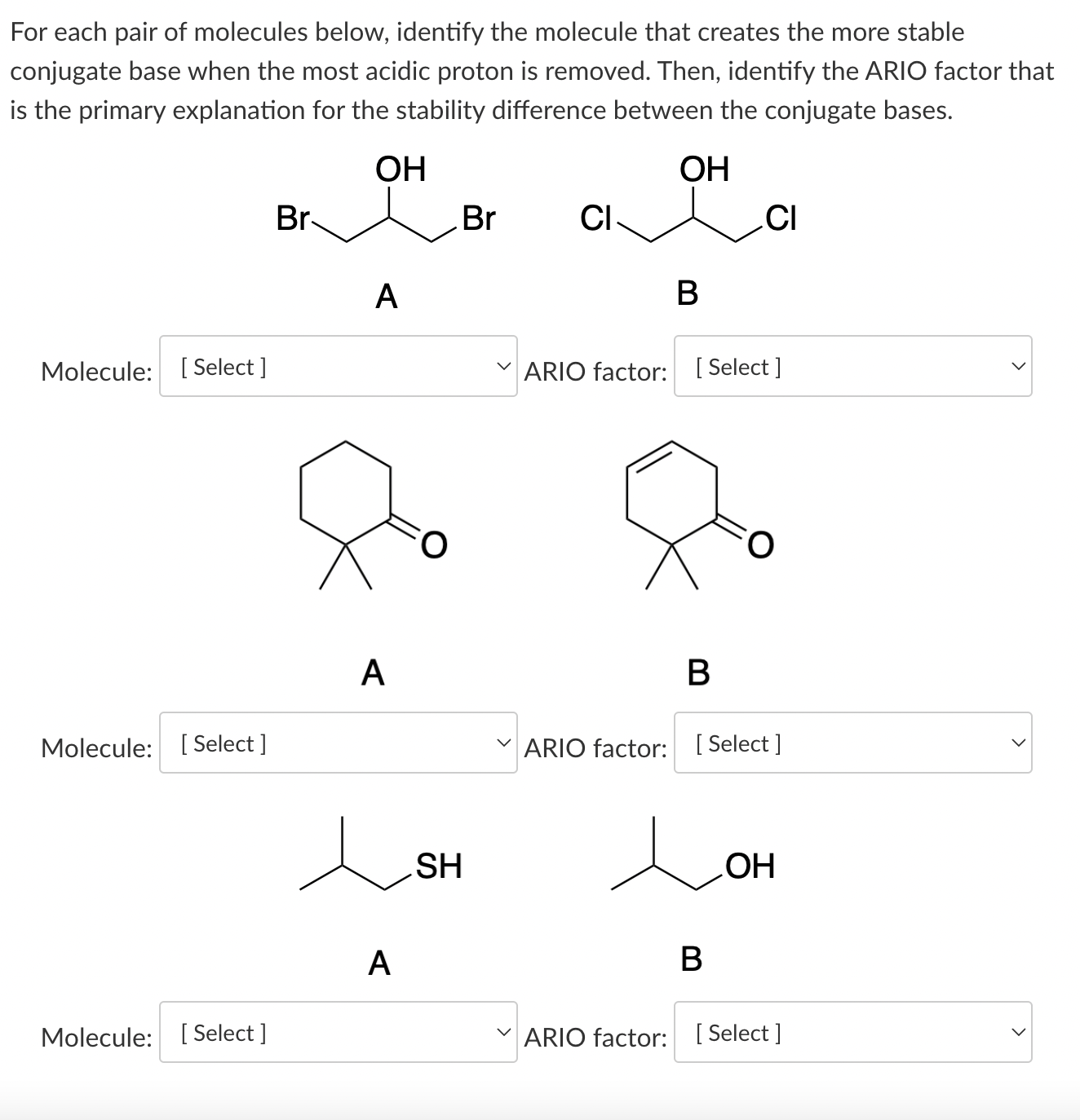 Solved For each pair of molecules below, identify the | Chegg.com