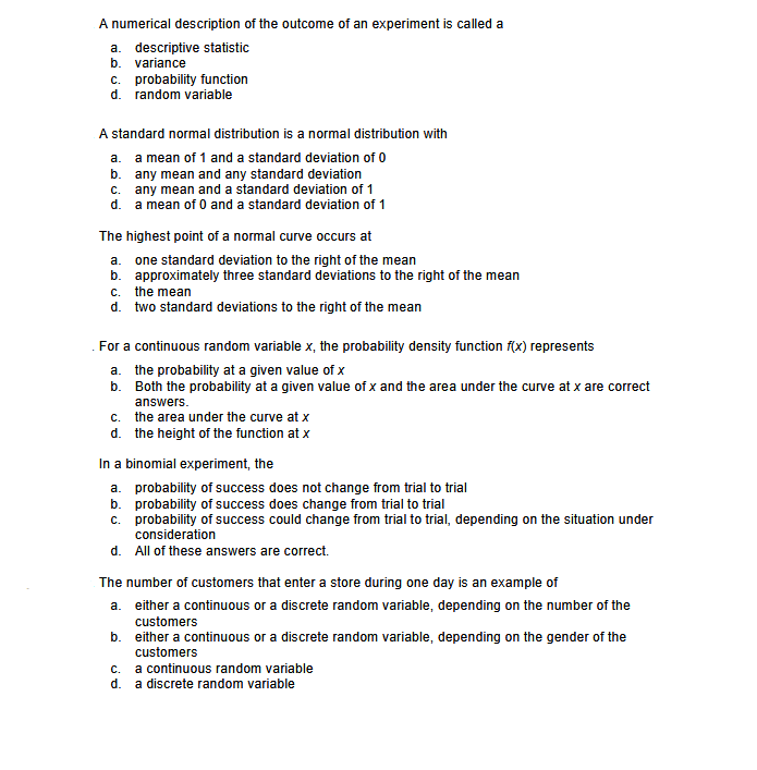 Solved A numerical description of the outcome of an | Chegg.com