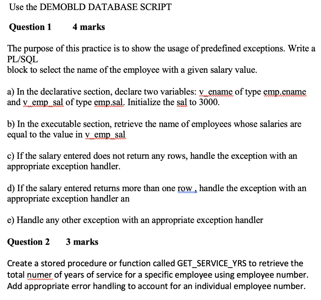 Solved DEMOBLD: DROP TABLE EMP; DROP TABLE DEPT; DROP TABLE | Chegg.com