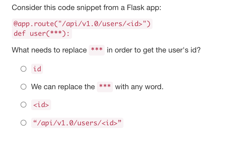 Solved Consider this code snippet from a Flask app: @app. | Chegg.com