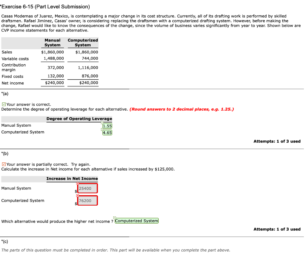 Solved Exercise 6-15 (Part Level Submission) Casas Modernas | Chegg.com