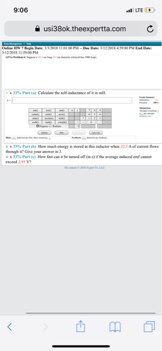 Solved 9:06 LTE 을usi380k.theexpertta.com C Online HW 7 Begin | Chegg.com