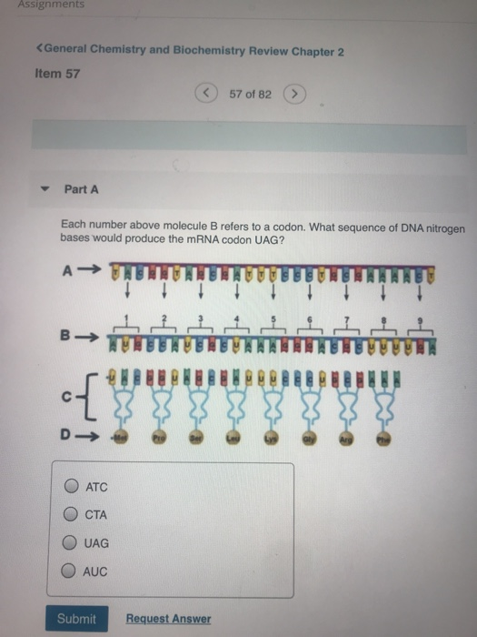 Solved Assignments Part A Each number above molecule B | Chegg.com