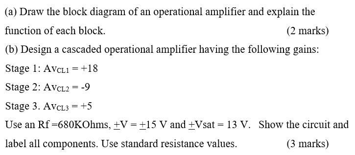Solved (a) Draw the block diagram of an operational | Chegg.com