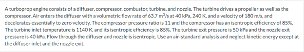 Solved A turboprop engine consists of a diffuser, | Chegg.com