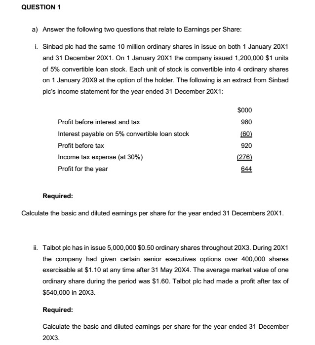 Solved QUESTION 1 a) Answer the following two questions that | Chegg.com