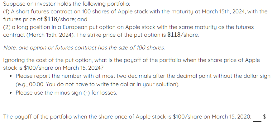 Solved Suppose an investor holds the following portfolio: | Chegg.com