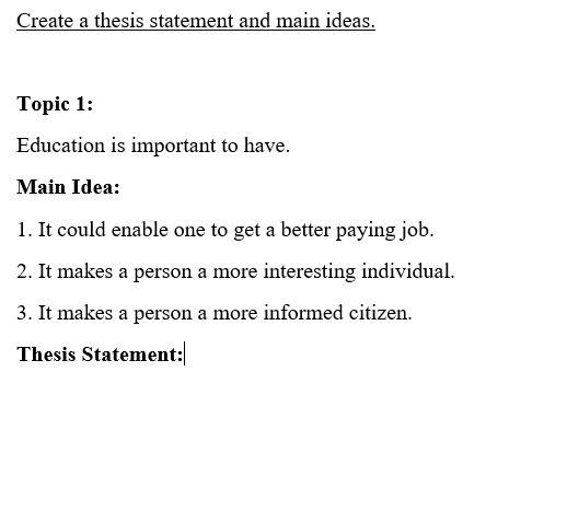 Solved Create a thesis statement and main ideas. Topic 1: | Chegg.com