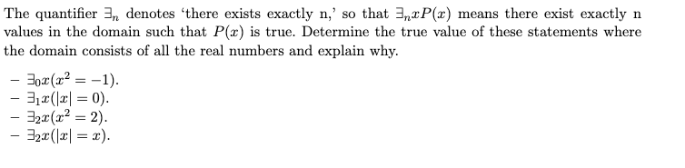 Solved The quantifier ∃n denotes 'there exists exactly n,' | Chegg.com