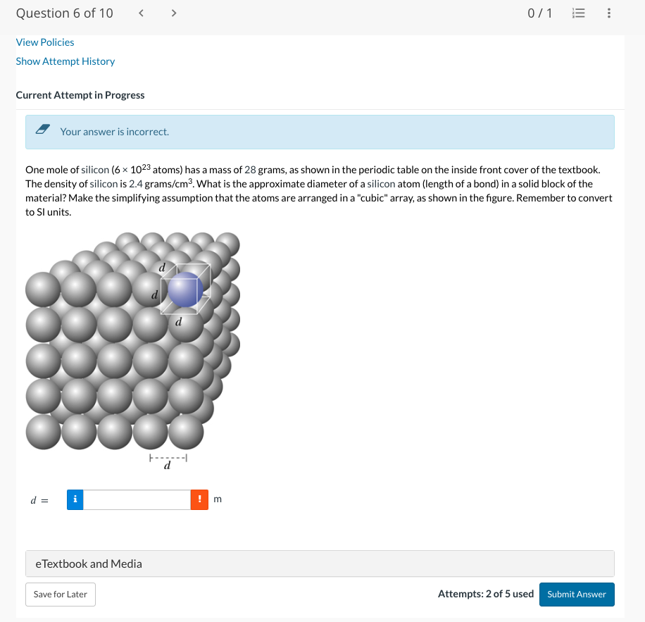 Solved One mole of silicon ( 6×1023 atoms) has a mass of | Chegg.com