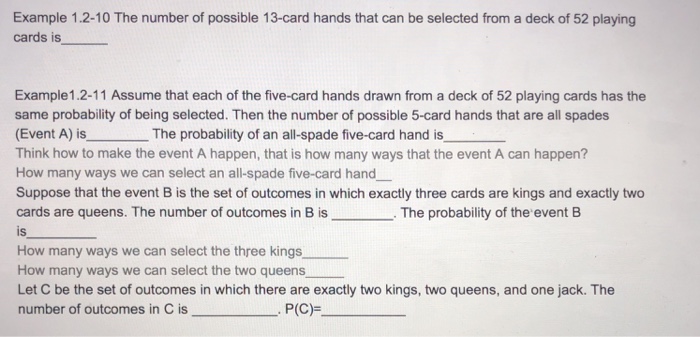 Solved Example 1.2-10 The number of possible 13-card hands | Chegg.com