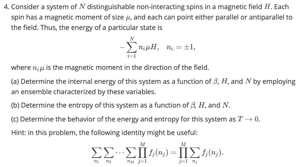 Solved 4. Consider a system of N distinguishable | Chegg.com