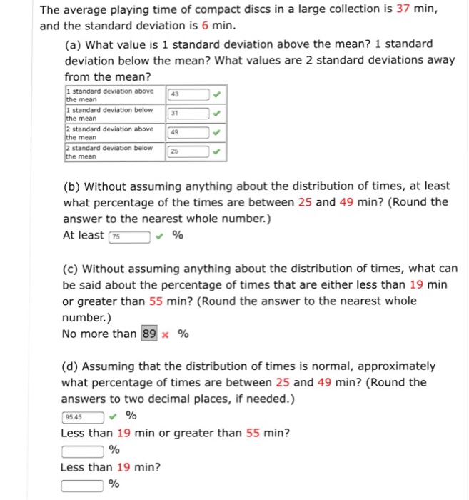 Solved The average playing time of compact discs in a large | Chegg.com