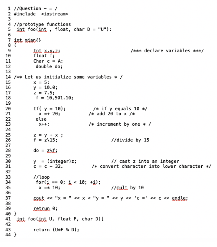 Solved The following 40 lines of C++ code contain a wide | Chegg.com