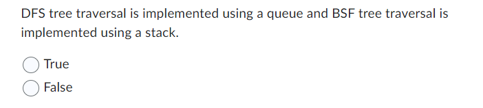 Solved Dfs Tree Traversal Is Implemented Using A Queue And 8352
