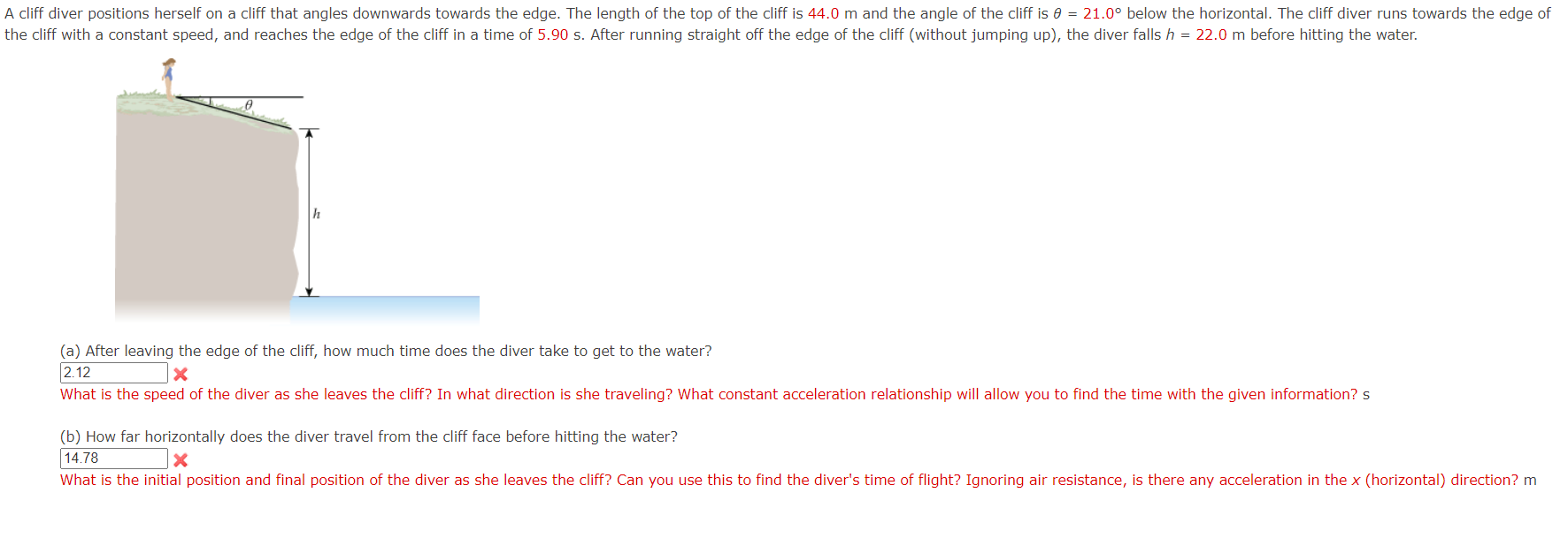 Solved A cliff diver positions herself on a cliff that | Chegg.com