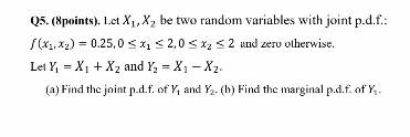 Solved Q5. (8points). ﻿Let x1,x2 ﻿be two random variables | Chegg.com