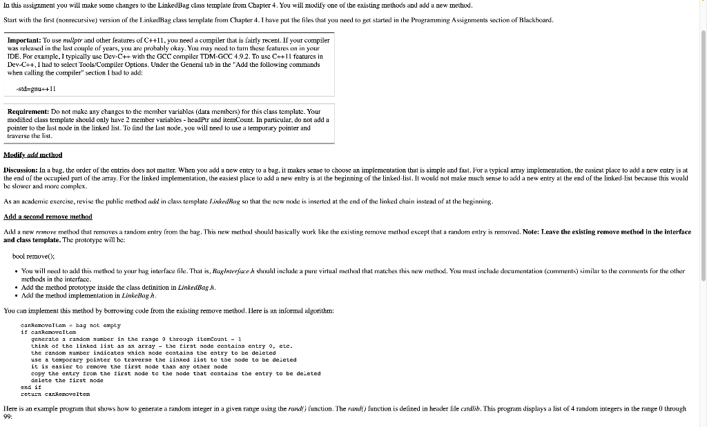 Solved Important: To use nullptr and other features of | Chegg.com
