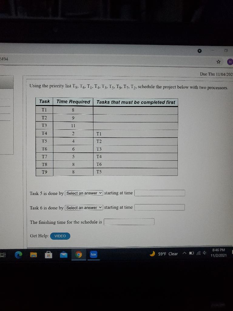 For 5 its select an answer(processor 1/processor 2) | Chegg.com