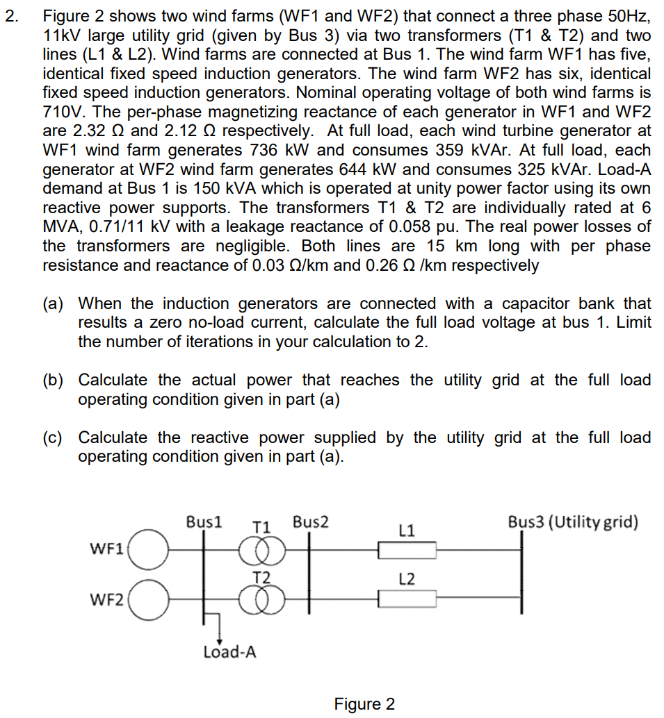 Solved Figure 2 shows two wind farms (WF1 and WF2) that | Chegg.com