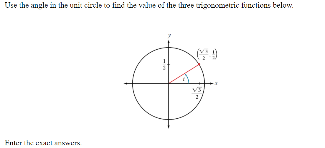 Solved Use the angle in the unit circle to find the value of | Chegg.com