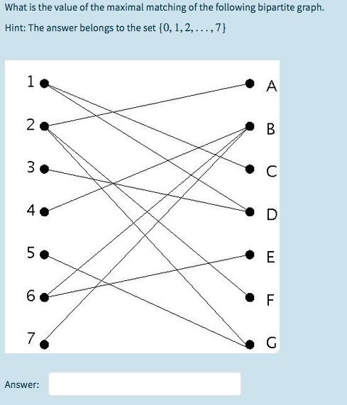 Solved What is the value of the maximal matching of the | Chegg.com