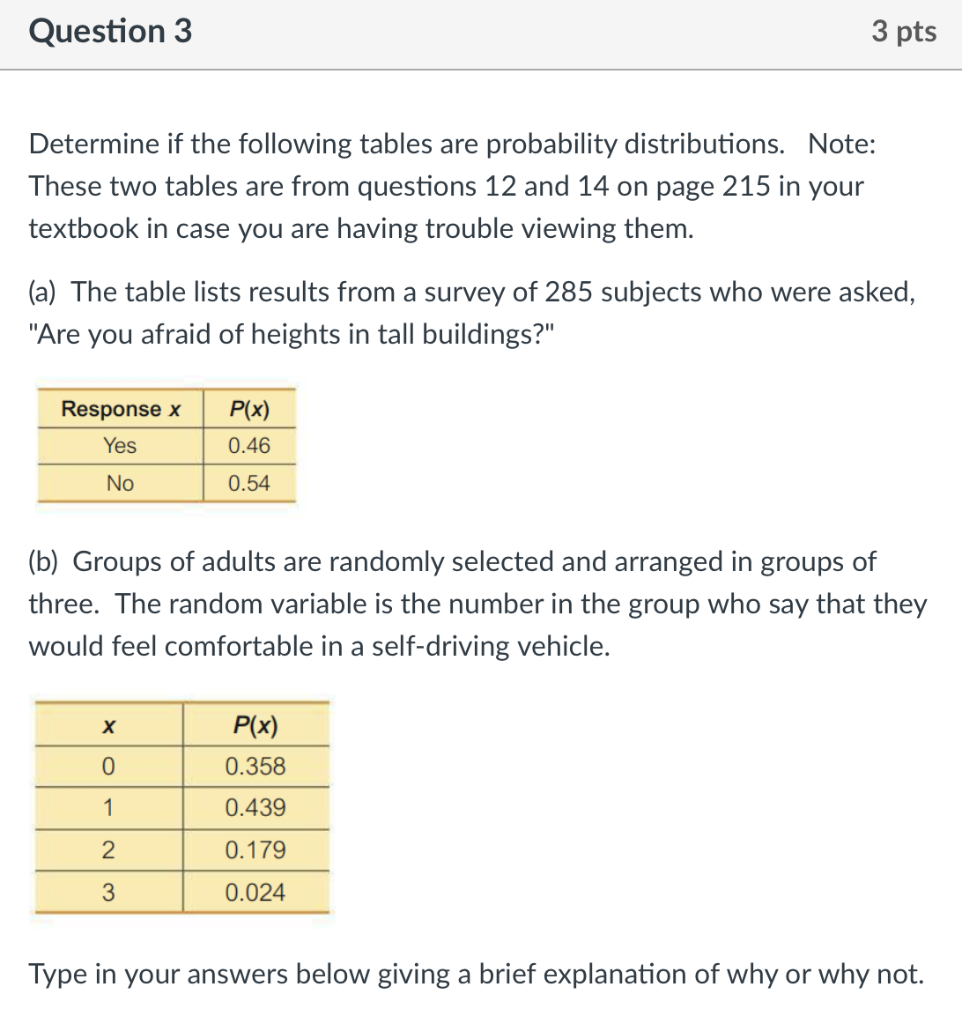 Solved Determine if the following tables are probability | Chegg.com