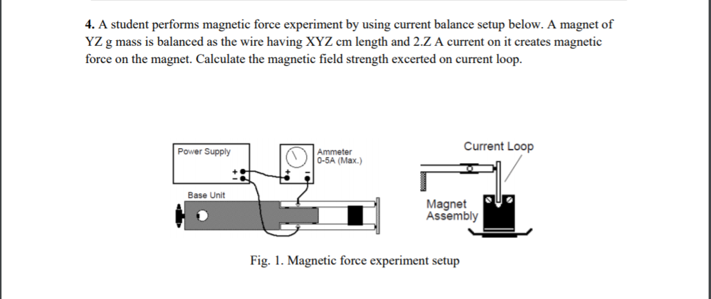 Solved 4. A student performs magnetic force experiment by | Chegg.com