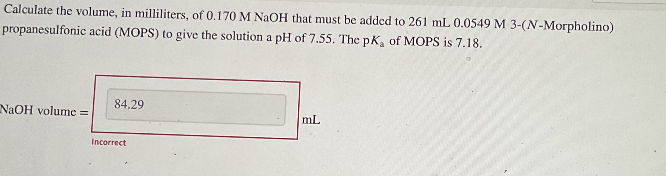 Solved Calculate the volume, in milliliters, of 0.170MNaOH | Chegg.com