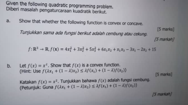 Solved Given the following quadratic programming problem. | Chegg.com