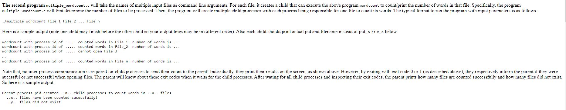 The second program multiple_wordcount.c will take the | Chegg.com
