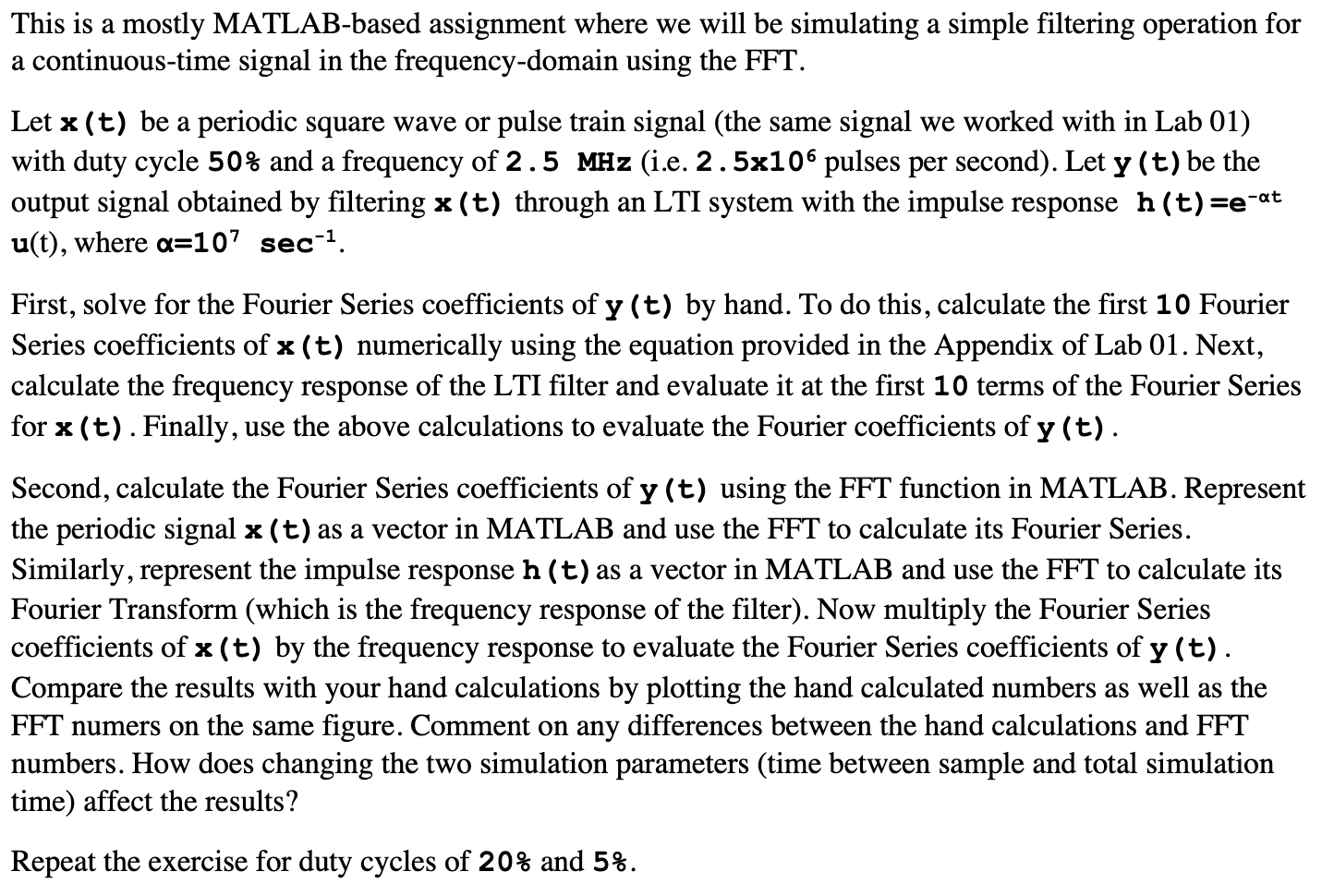 Solved This is a mostly MATLAB-based assignment where we | Chegg.com