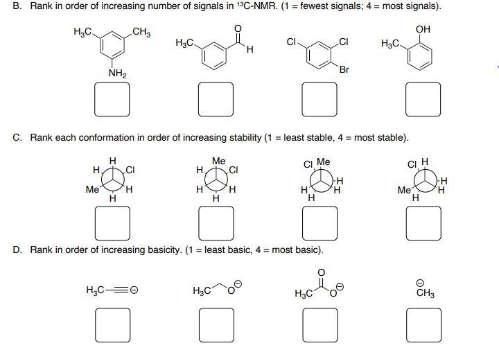 Solved C. Rank each conformation in order of increasing | Chegg.com
