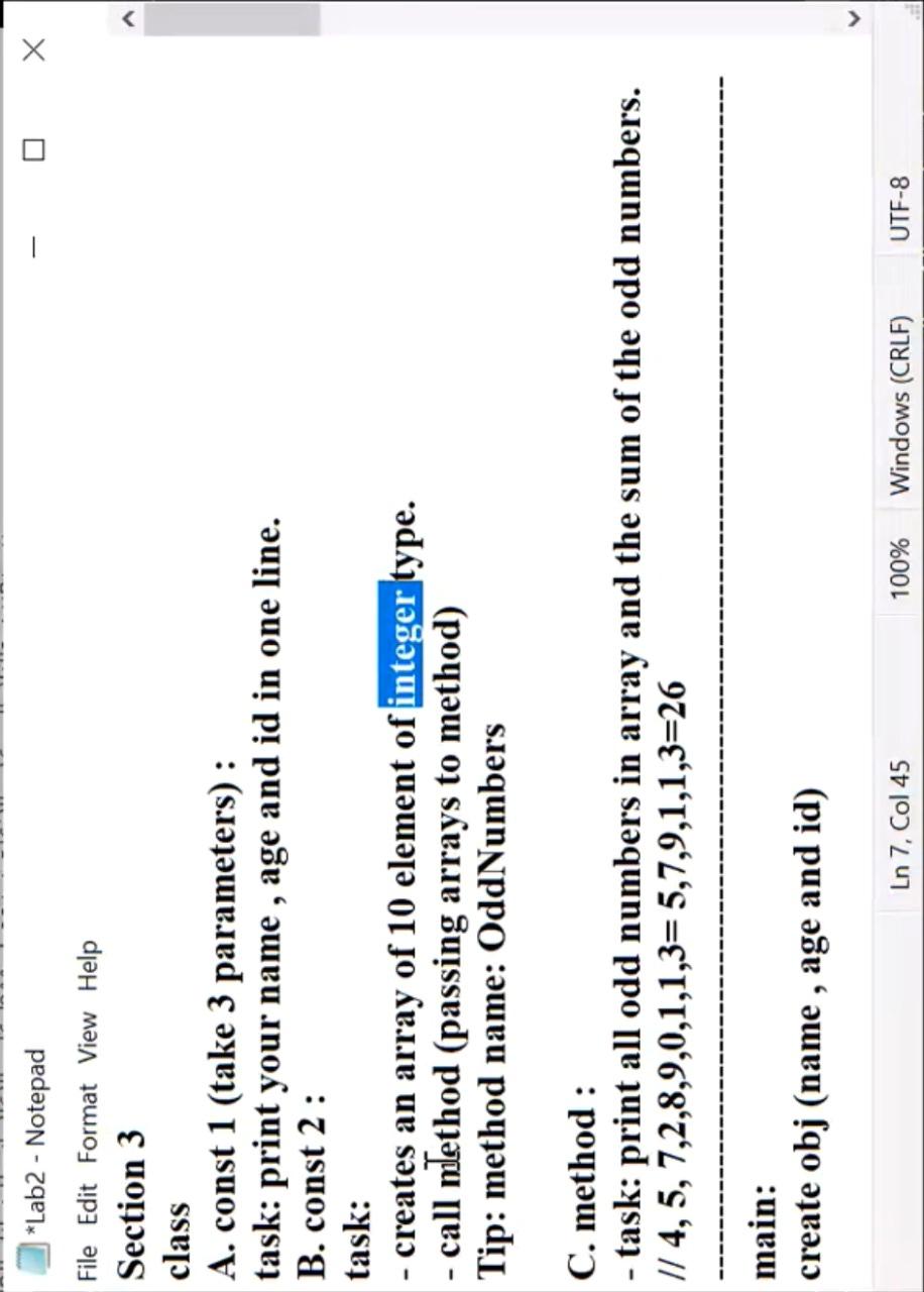 Solved - х *Lab2 - Notepad File Edit Format View Help | Chegg.com
