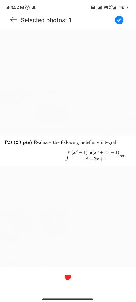 Solved P.3 (20 pts) Evaluate the following indefinite | Chegg.com