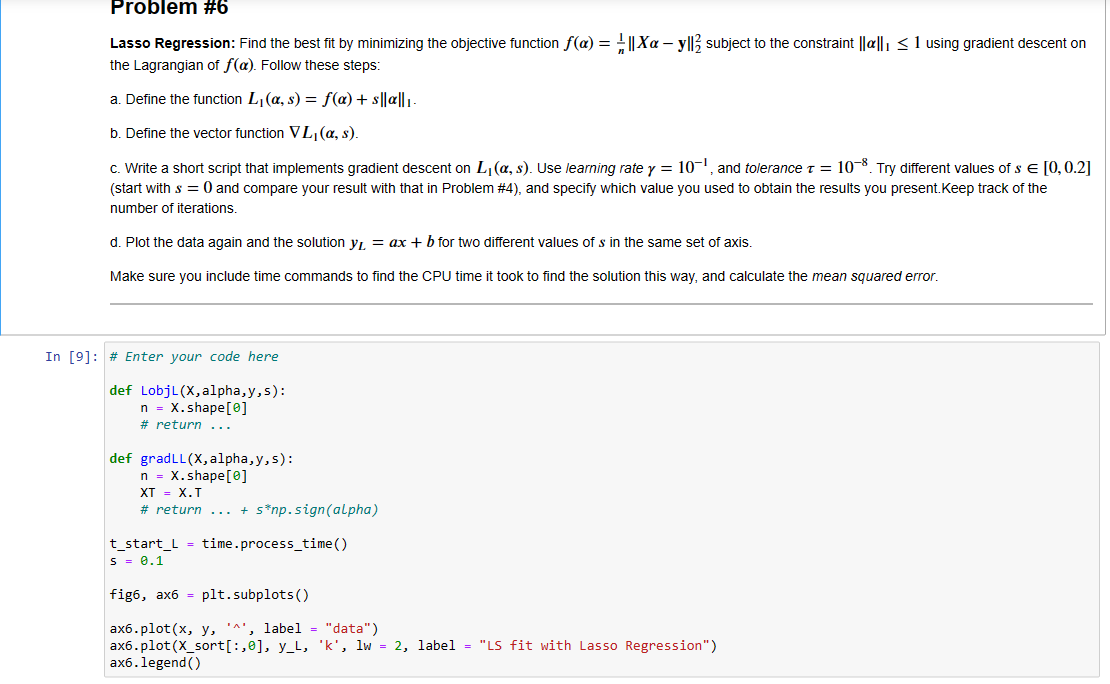 Solved Lasso Regression: Find the best fit by minimizing the | Chegg.com