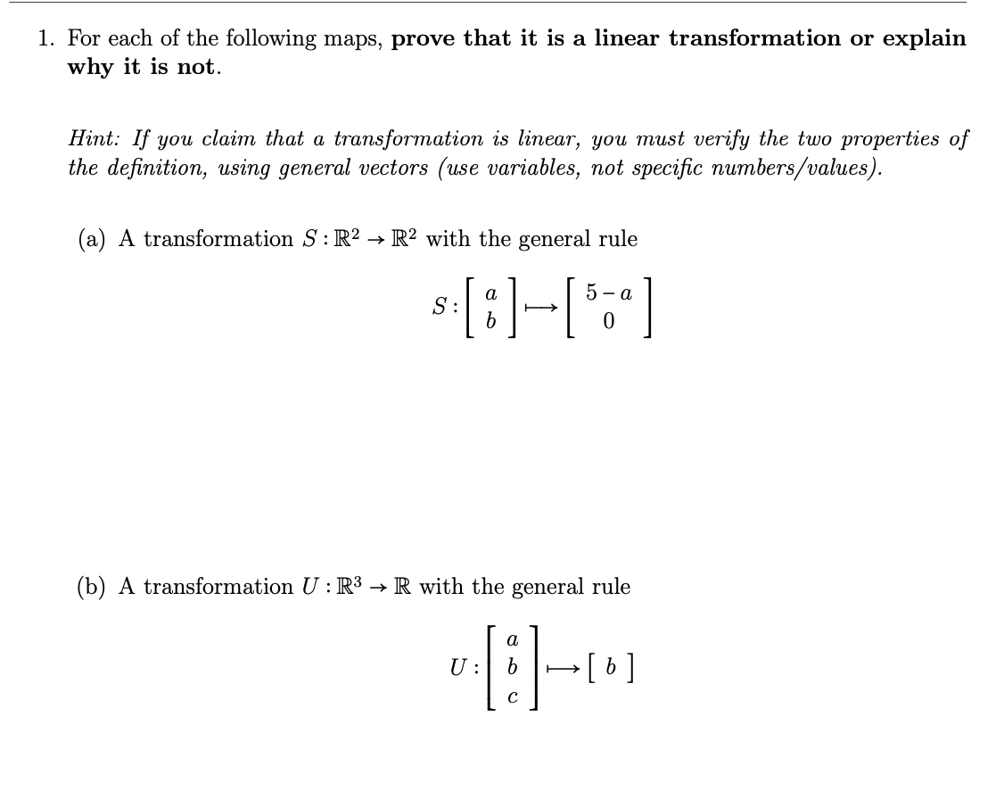 Solved For each of the following maps, prove that it is a | Chegg.com