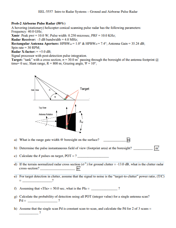 Prob-2 Airborne Pulse Radar (50\%) A hovering | Chegg.com