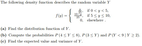 Solved The following density function describes the random | Chegg.com