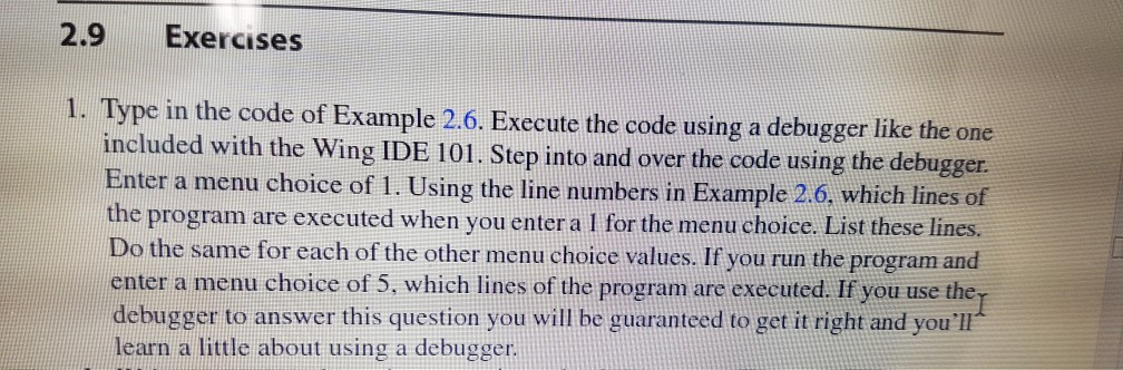 2.9 Exercises 1. Type in the code of Example 2.6. | Chegg.com