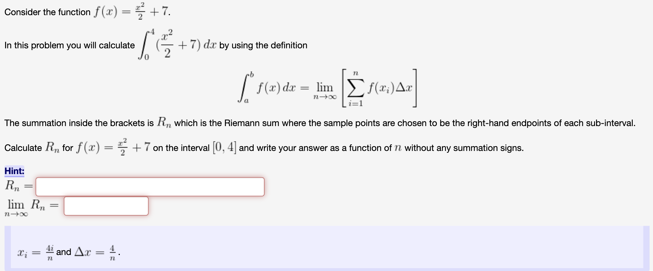 Solved Consider the function f(x)=2x2+7. In this problem you | Chegg.com
