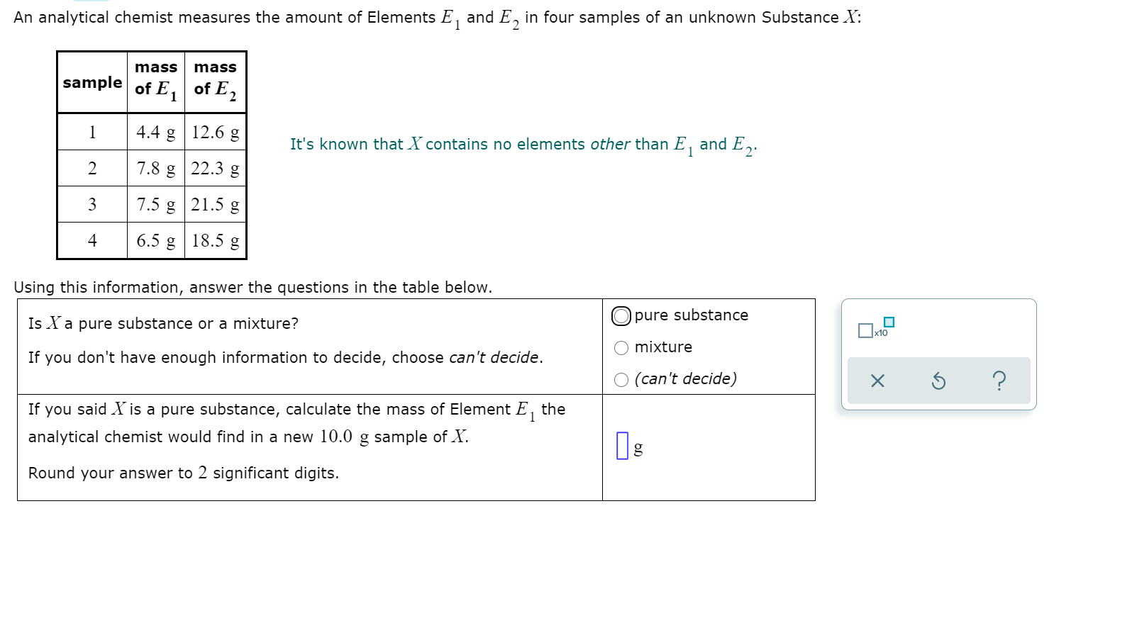 Solved An analytical chemist measures the amount of Elements | Chegg.com