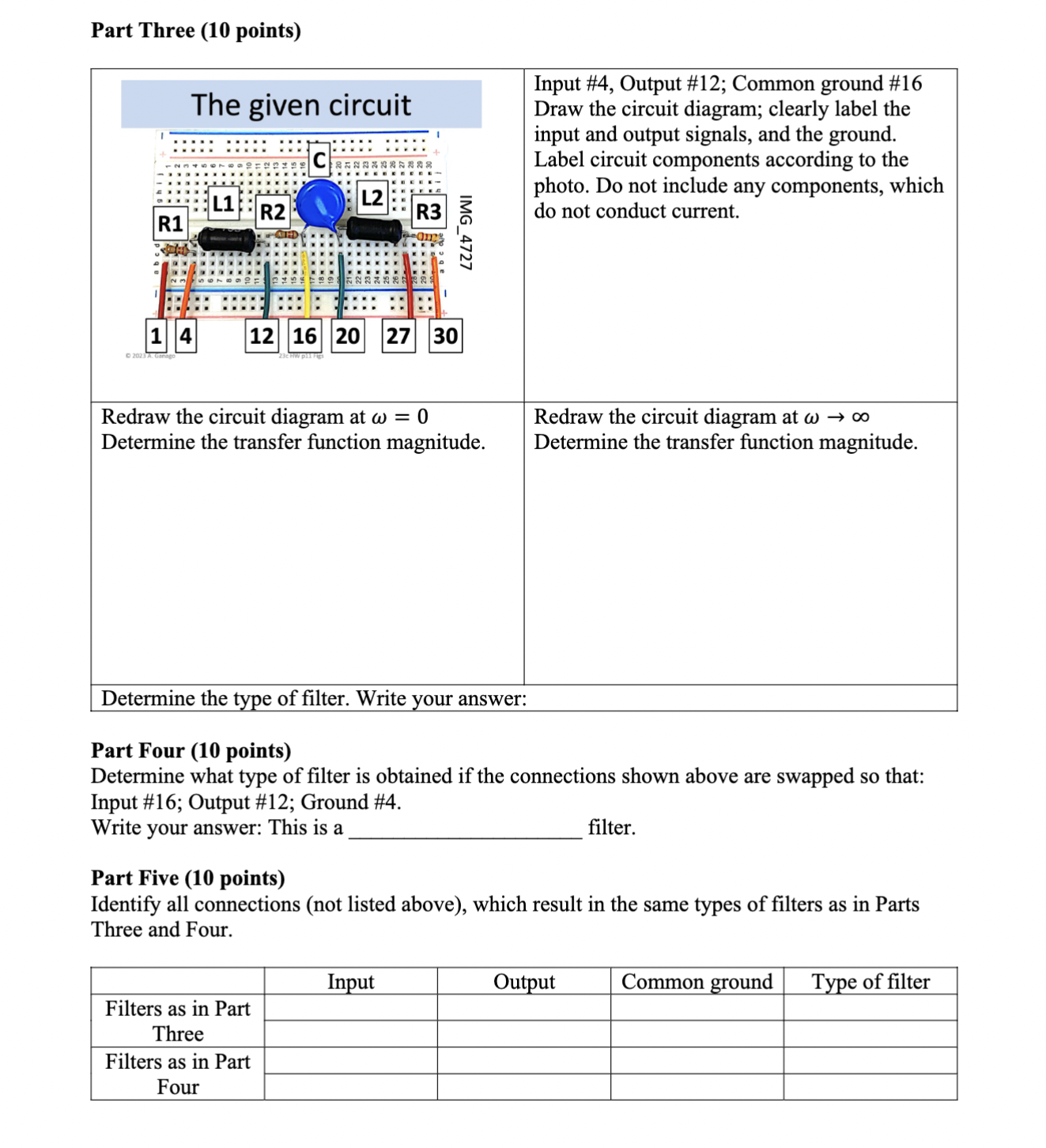 Solved Part Three (10 points) Part Four (10 points) | Chegg.com