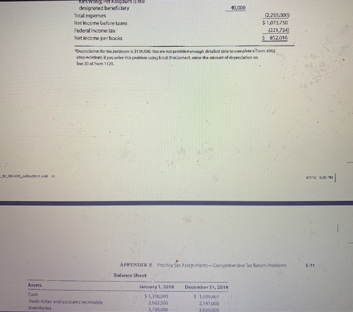 Solved PROBLEM 3--C CORPORATION (FORM 1120) On Noveaber 1, | Chegg.com
