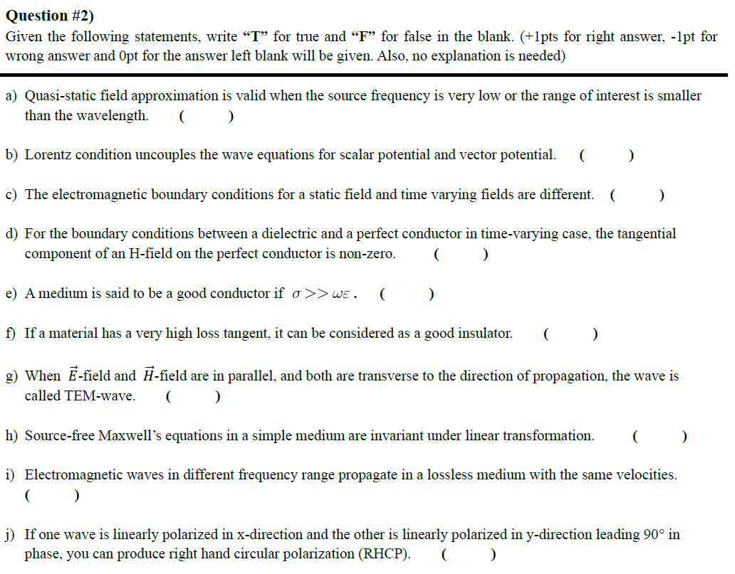 Solved Question \#2) Given the following statements, write " | Chegg.com
